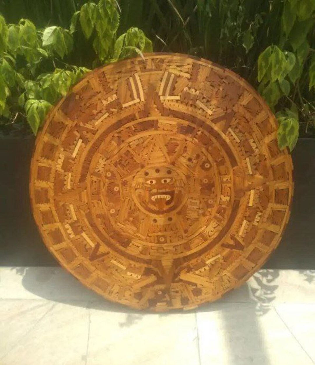 Ancient Carved Wooden Aztec Calendar - Etsy