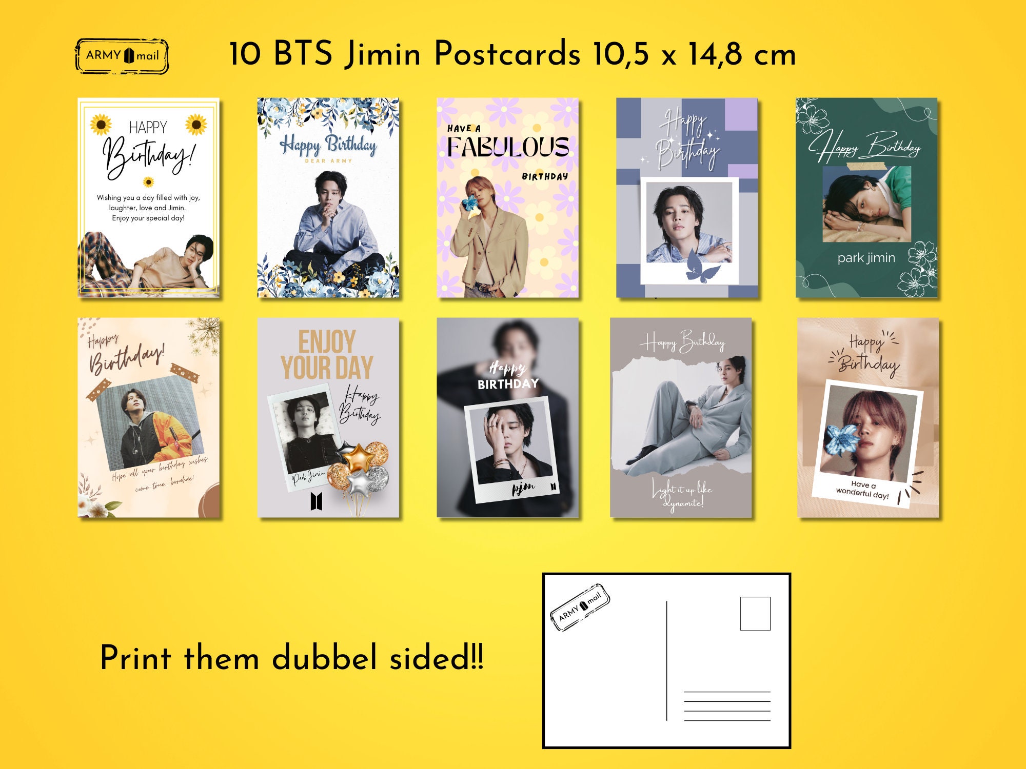 BTS Jimin Birthday Postcards bundle of 10 Printable Cards for ARMY ...