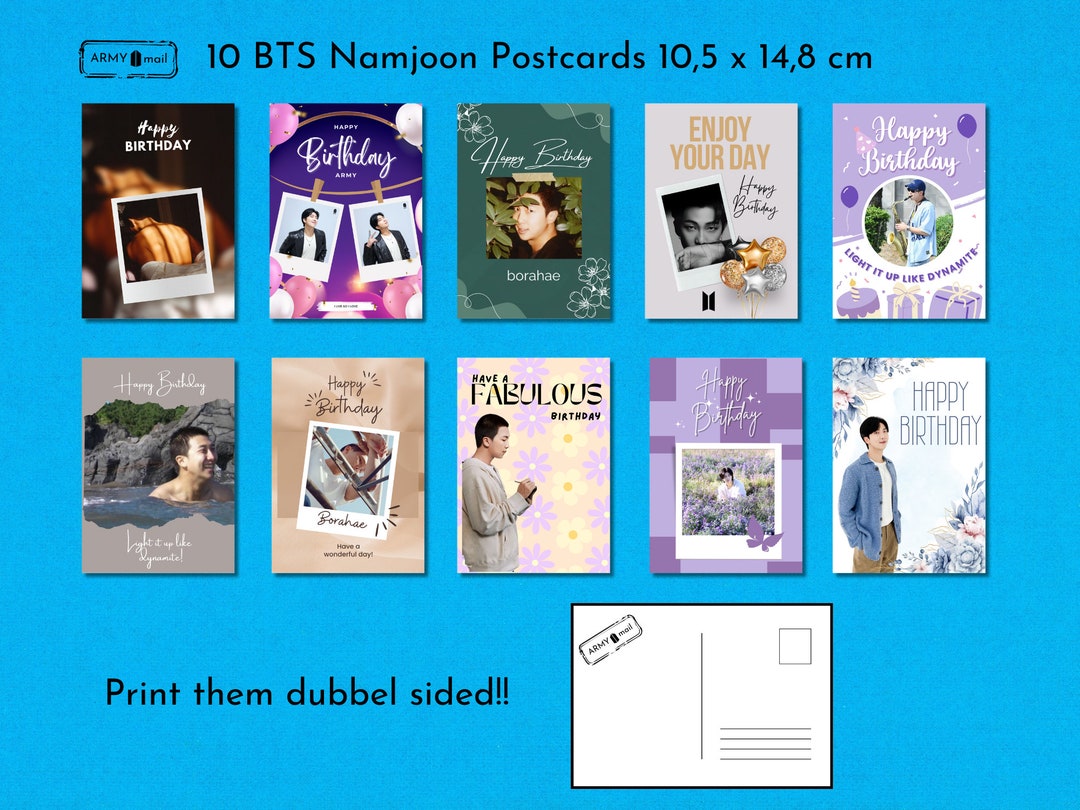 BTS RM Birthday Cards – Printable Digital File Bundle of 10 – Namjoon ...