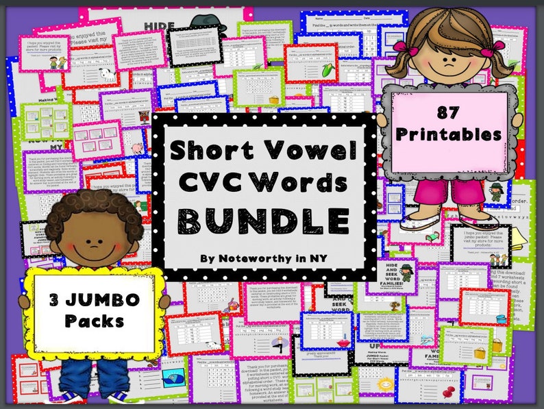 CVC Words Worksheets Short Vowels Bundle - Etsy