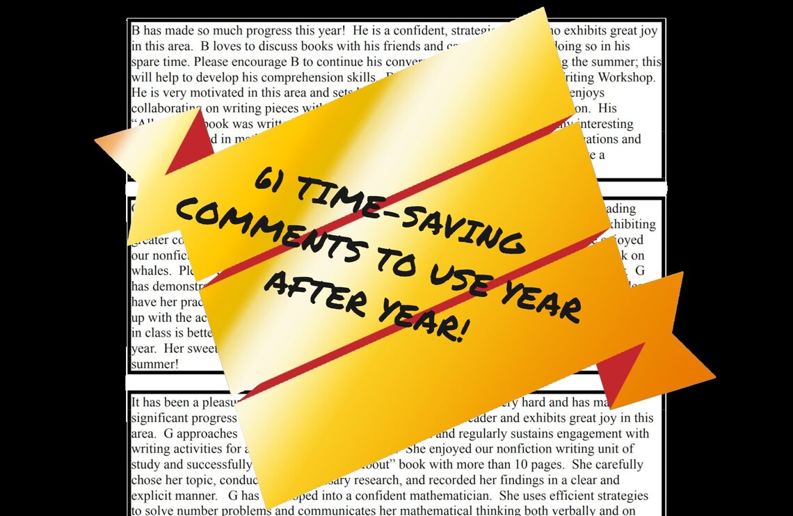 First Grade End-of-the Year Report Card Comments - Etsy