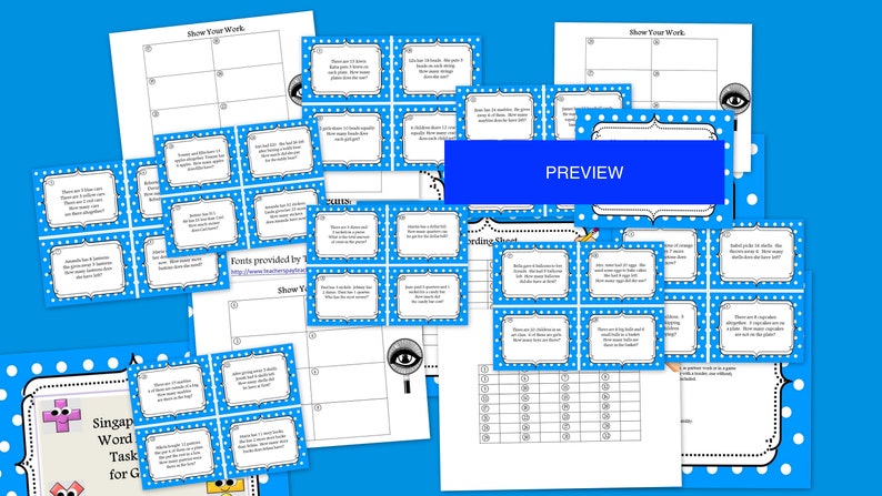 Singapore Math Word Problem Task Cards for Grade 1 - Etsy
