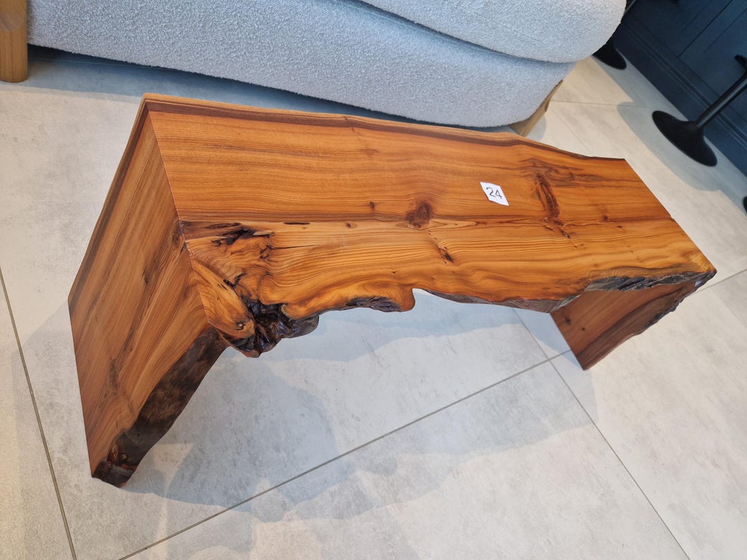 Live Edge Yew Wood Coffee Table – Solid Handmade Rustic Modern ...