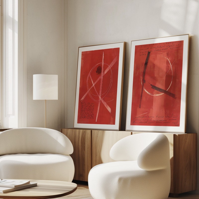 Red Abstract Art - Etsy