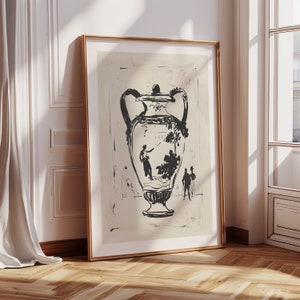 Ancient Pottery Sketch Figure Art, Vintage Sketch Art, Roman Wall Art ...