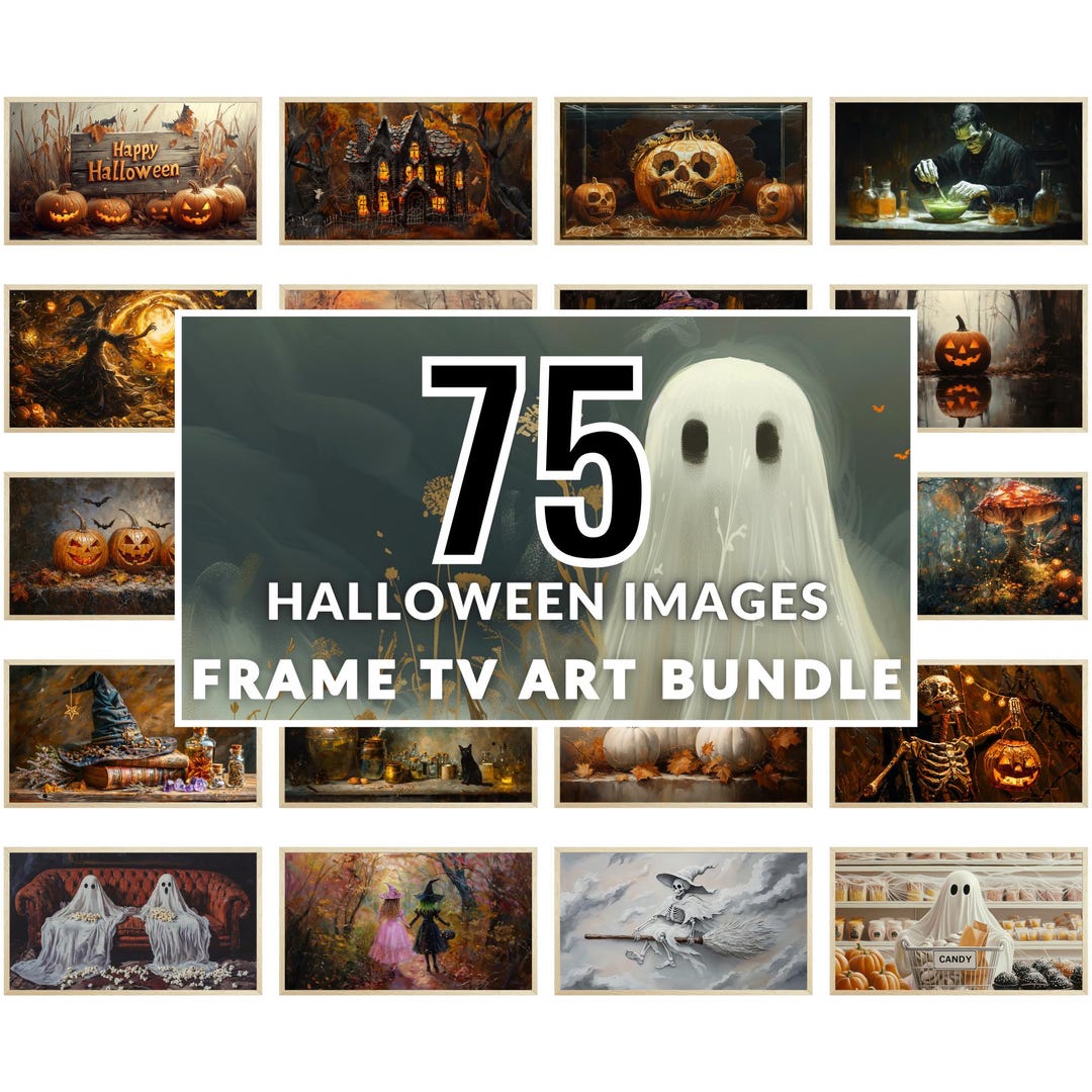 Halloween Frame TV Art Set of 75 Bundle, Spooky Decor, Witches and ...