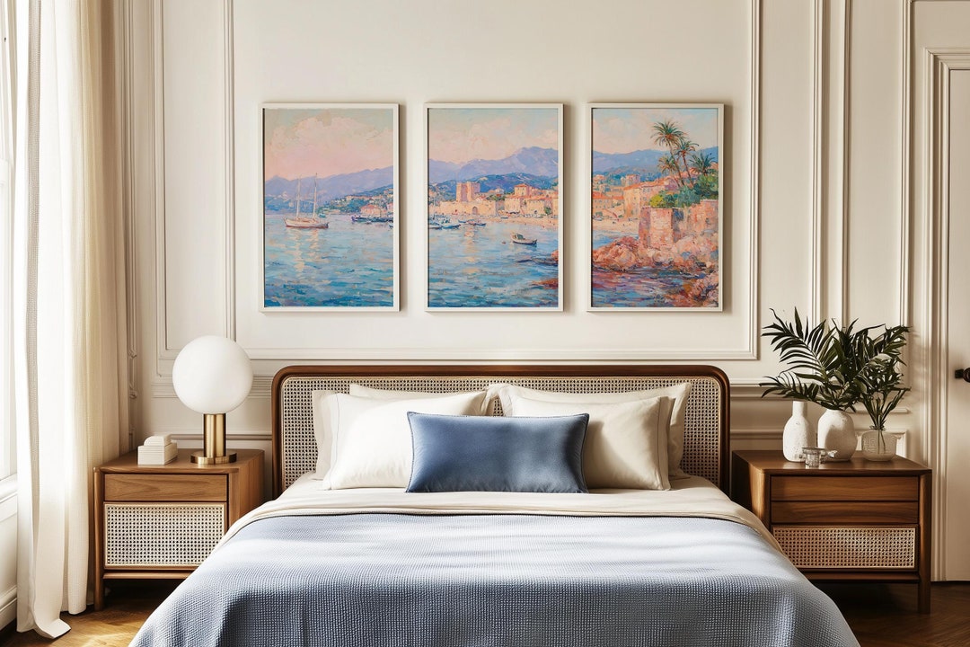 French Riviera 3 Piece Wall Art, Beach House Decor, Tropical Landscape ...