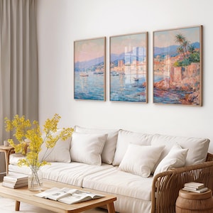 French Riviera 3 Piece Wall Art, Beach House Decor, Tropical Landscape ...