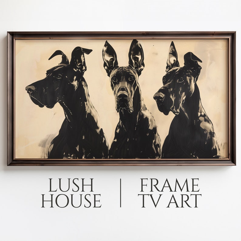 Vintage Great Dane Painting, Dog Portrait, Pop Art for Samsung Frame TV ...