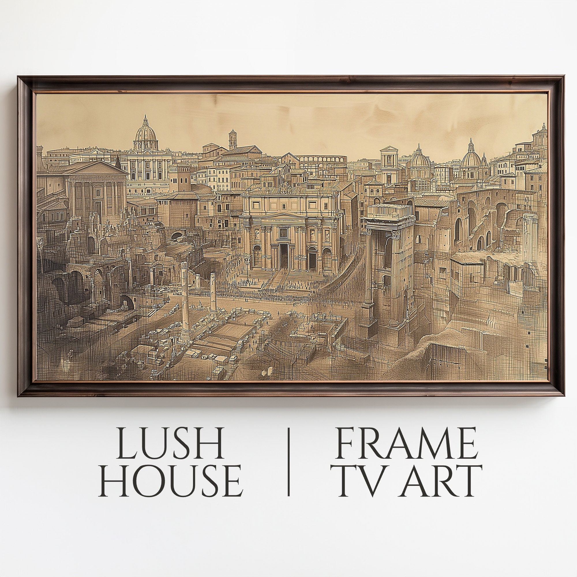 Vintage Rome Painting Art for Frame TV Vintage Rome Sketch Spring ...