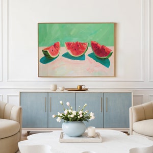 Watermelon Oil Painting, Colorful Kitchen Fruit Wall Art, Summer Wall ...