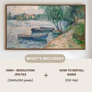 Vintage French Impressionist Row Boat, Abstract Samsung Frame TV Art ...
