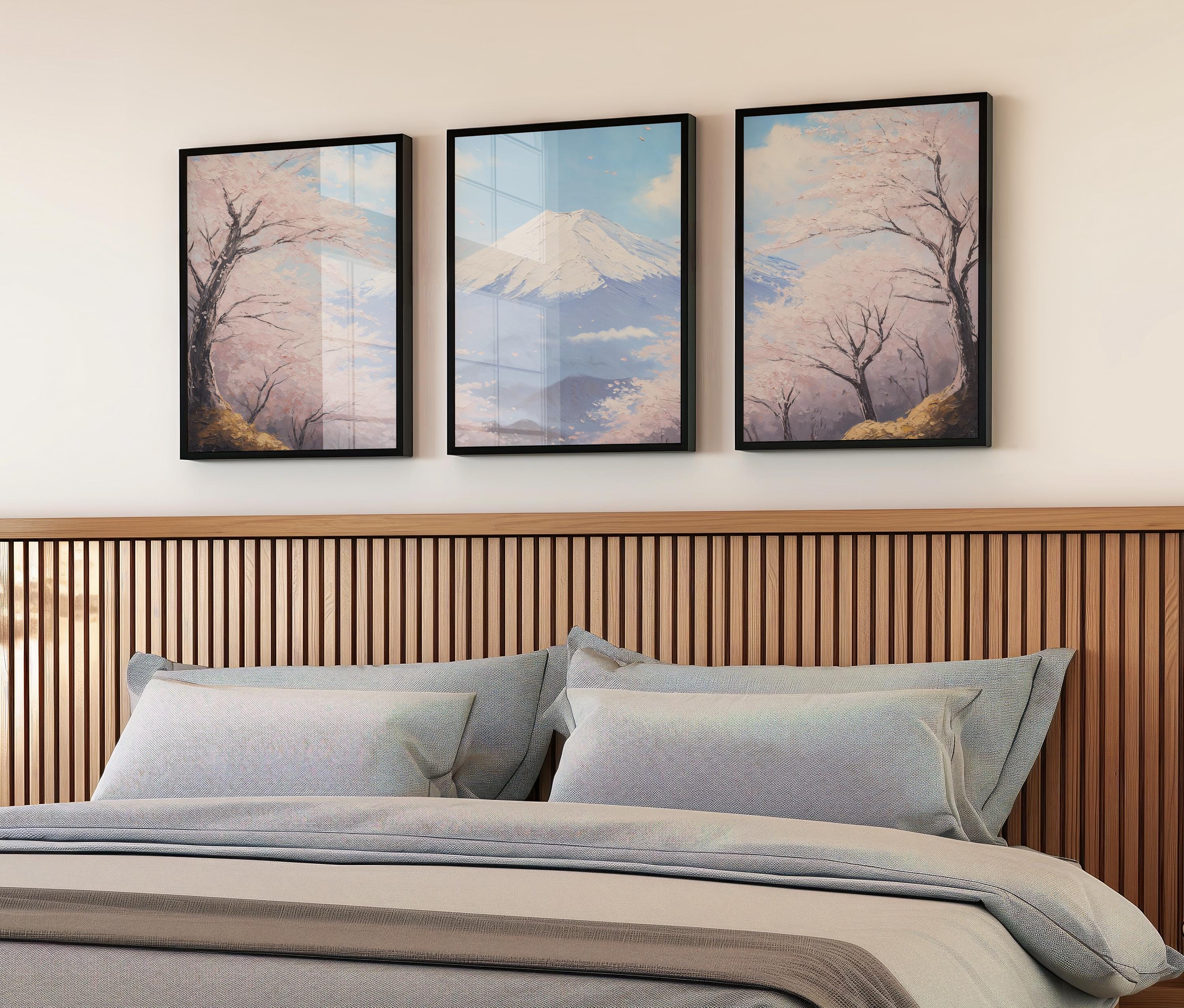Mount Fuji Cherry Blossoms, Japan Wall Art Set of 3 Piece Landscape ...