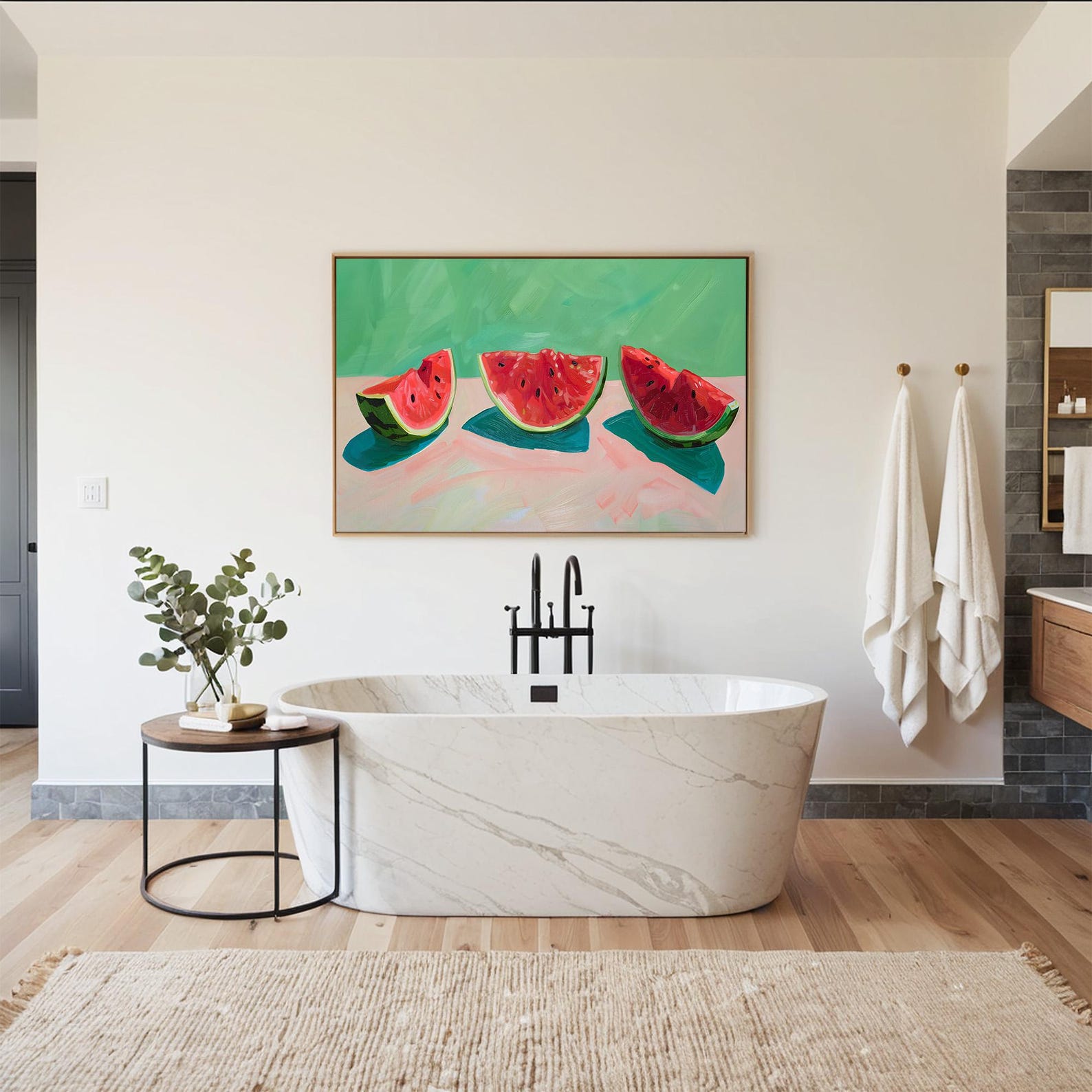 Watermelon Oil Painting, Colorful Kitchen Fruit Wall Art, Summer Wall ...