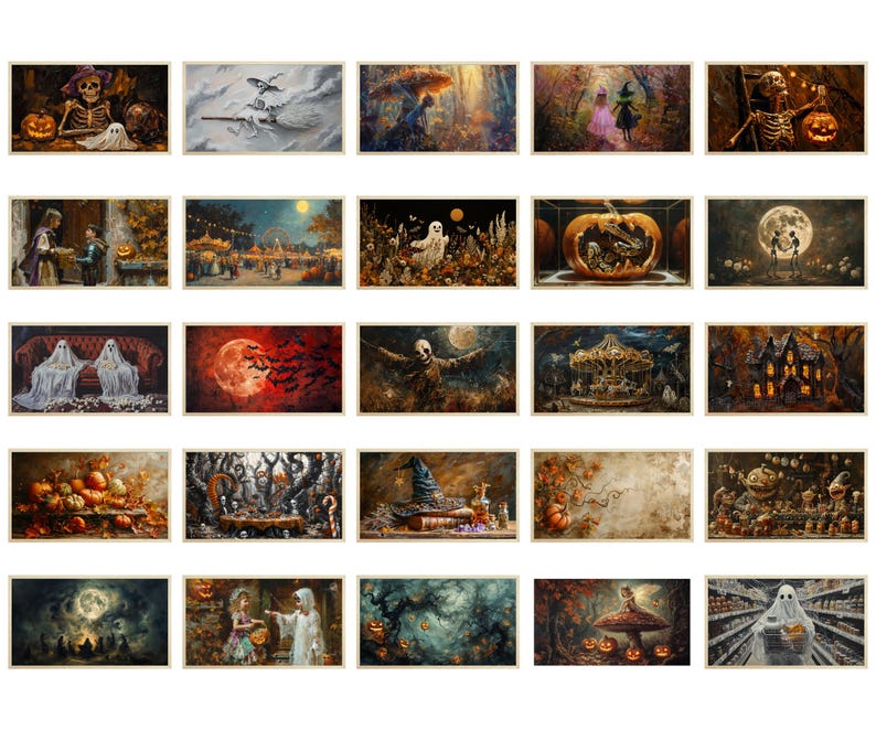 Halloween Frame TV Art Set of 75 Bundle, Spooky Decor, Witches and ...