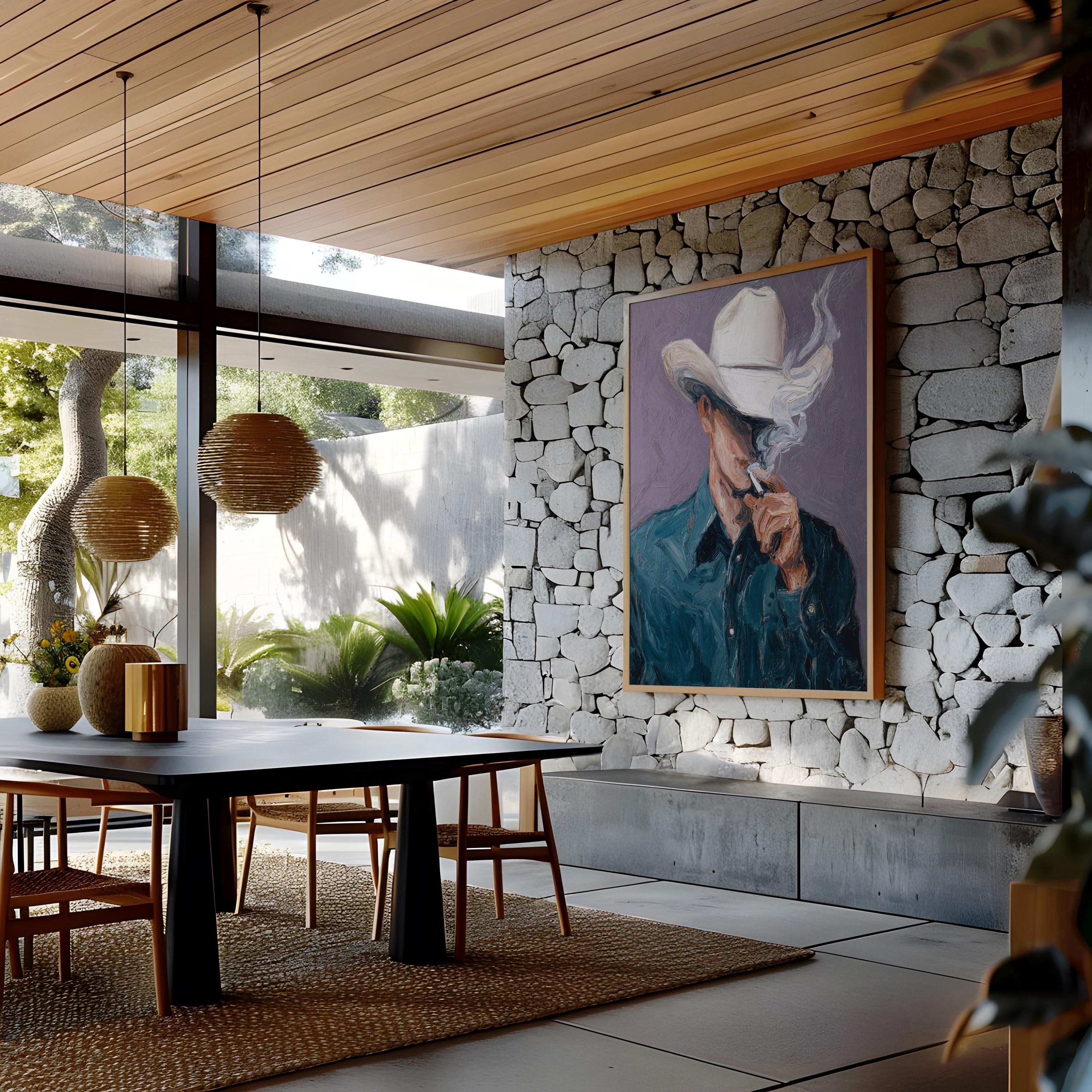 Cowboy Portrait Oil Painting Print: Western Wall Art, Vintage Rodeo ...