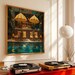 Poolside Bar Oil Painting Large Square Art Print, Luxurious Nightlife ...