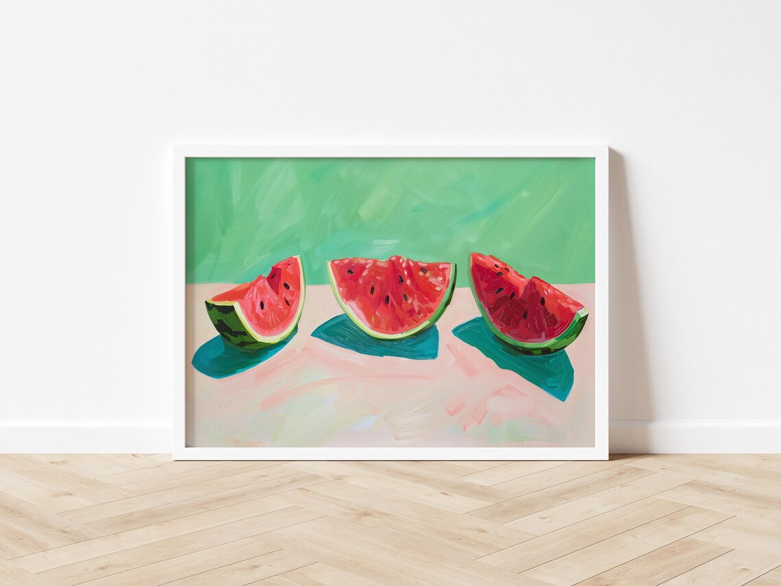 Watermelon Oil Painting, Colorful Kitchen Fruit Wall Art, Summer Wall ...