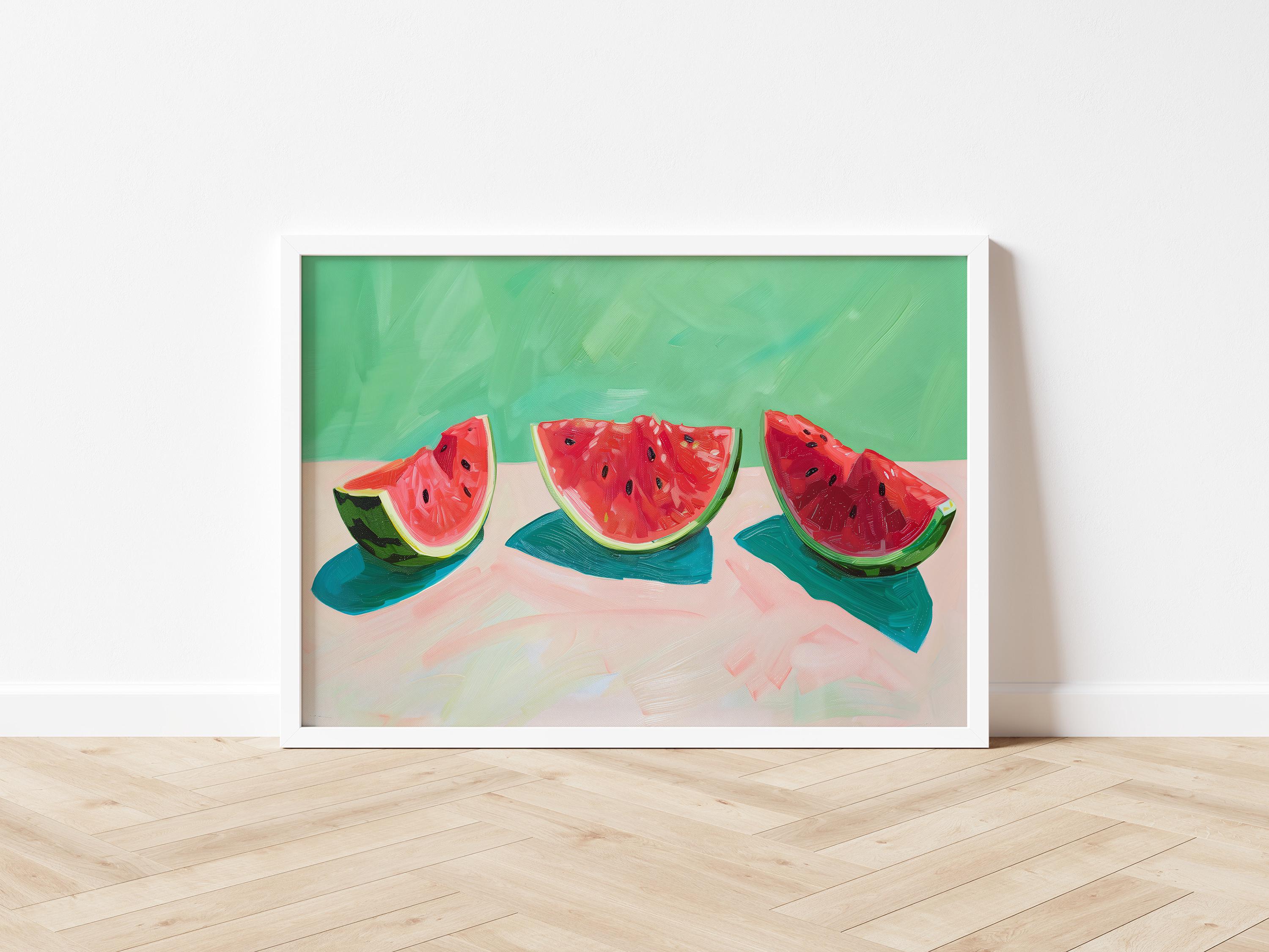 Watermelon Oil Painting, Colorful Kitchen Fruit Wall Art, Summer Wall ...