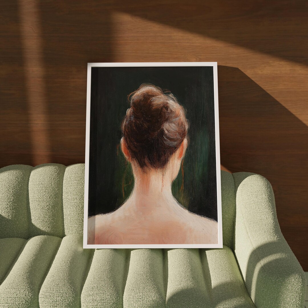 Female Portrait Figure Oil Painting Print, Back of Woman Giclee Art ...