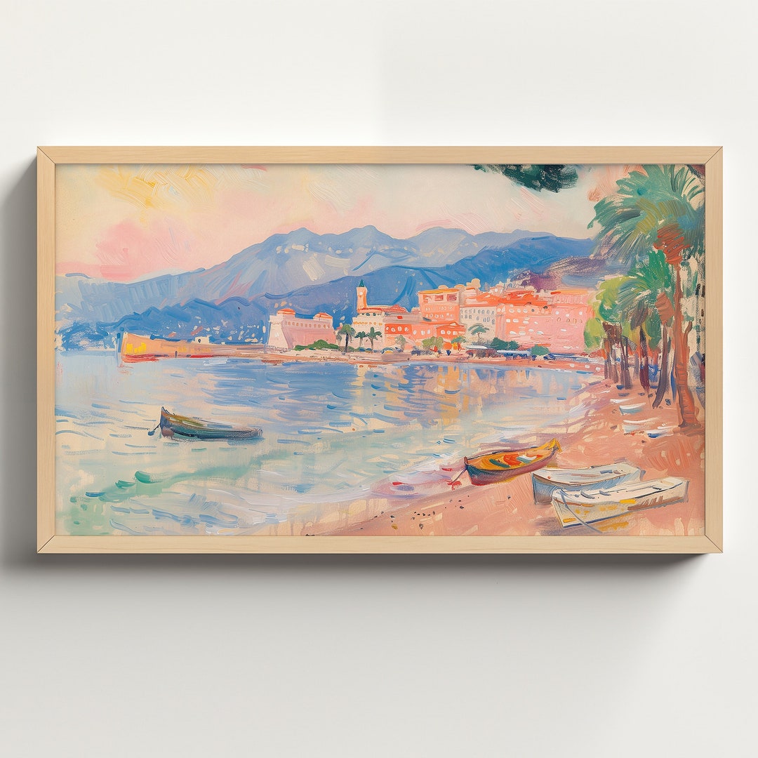 Vintage Soft Pastel Beach Coastal Painting, Digital Download, Samsung ...