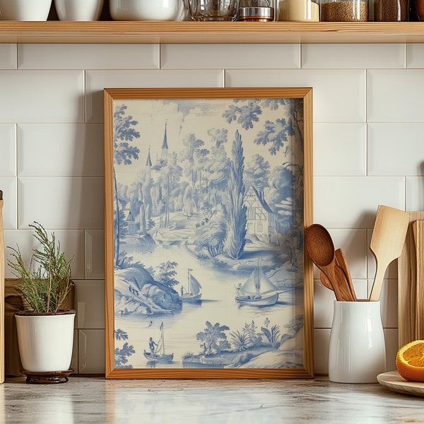 Blue Toile Wall Art - Etsy