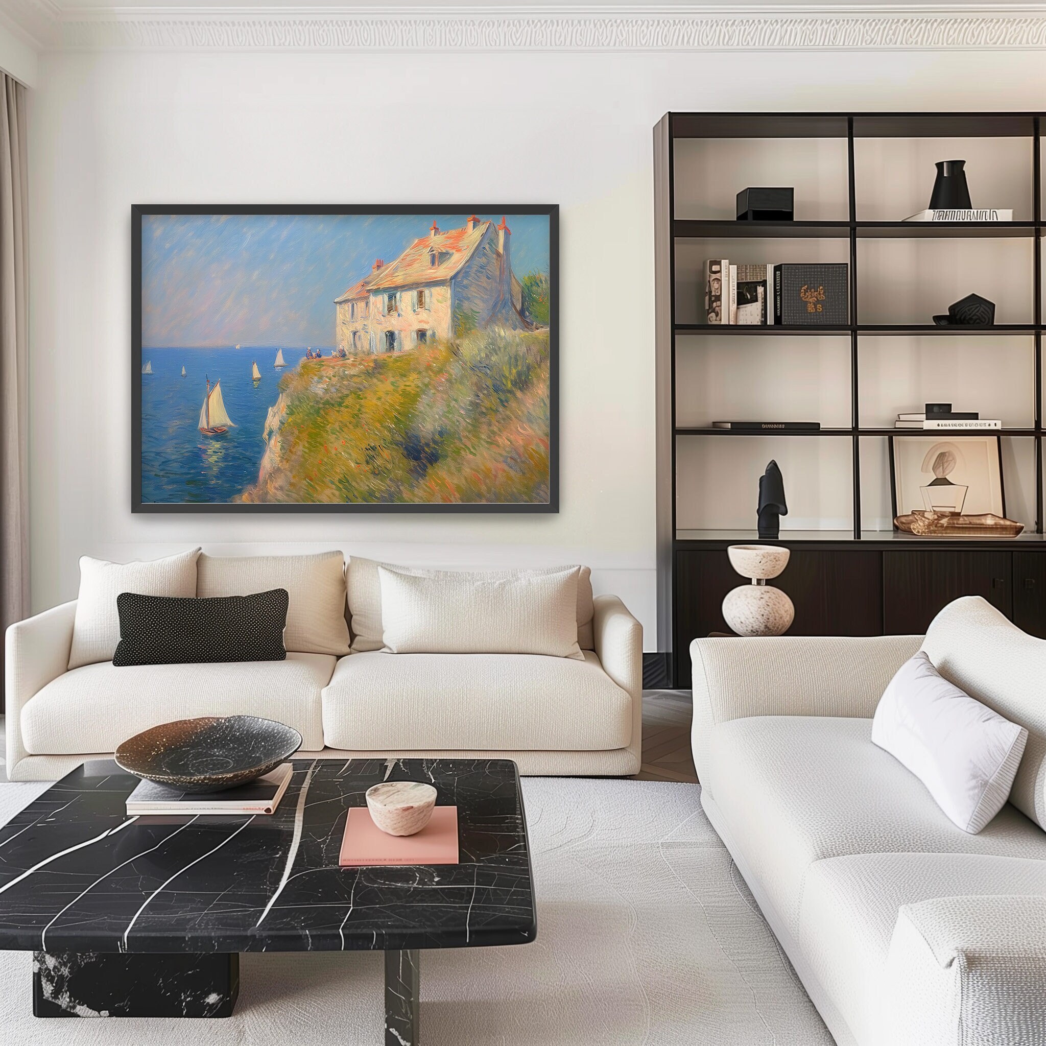 Framed Giclee Print Wall Art, Neutral Vintage Beach House Abstract Oil ...