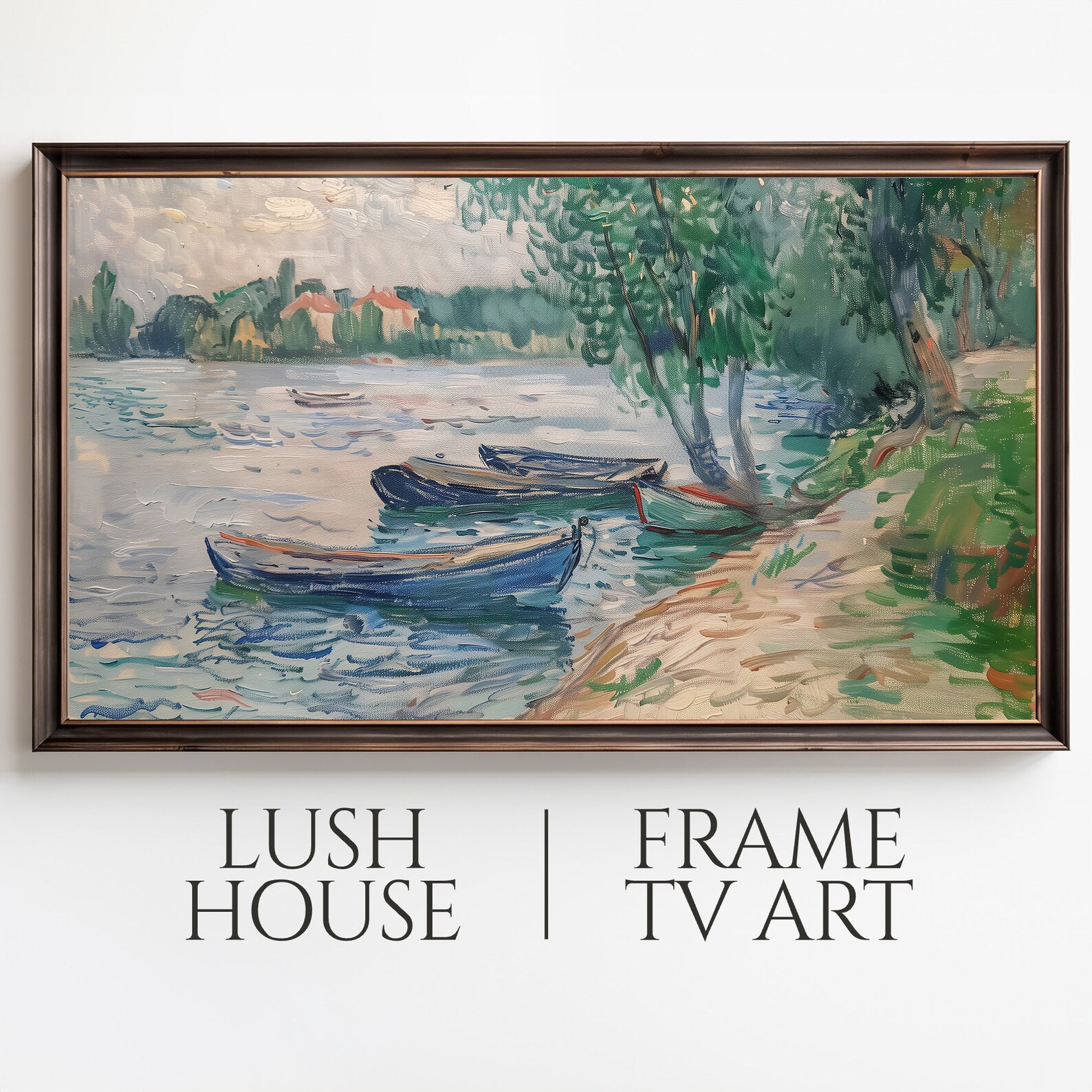 Vintage French Impressionist Row Boat, Abstract Samsung Frame TV Art ...
