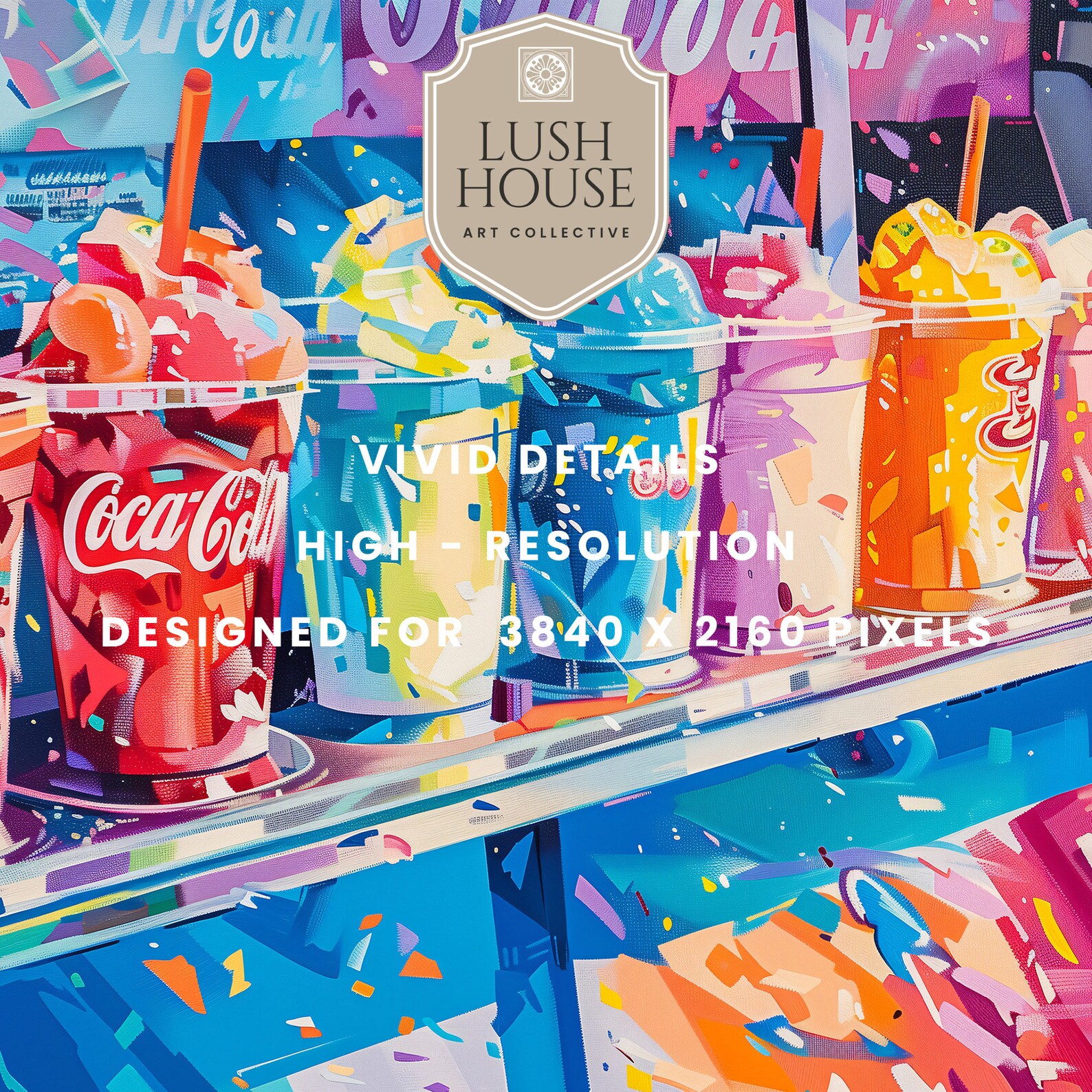 Slushy Summer Art, Colorful Textured Slushie Pop Art Oil Painting for ...