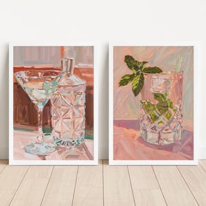 Alcohol Print Set of 2, Martini Bar Art, Drink Decor for Home & Kitchen ...