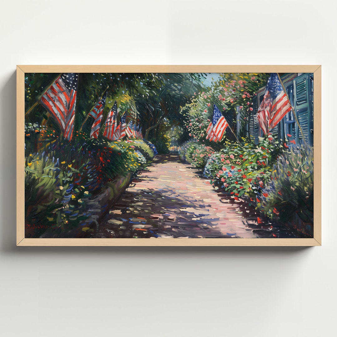 Row of USA Flags, Abstract Samsung Frame TV Art, Art for Frame Tv, USA ...