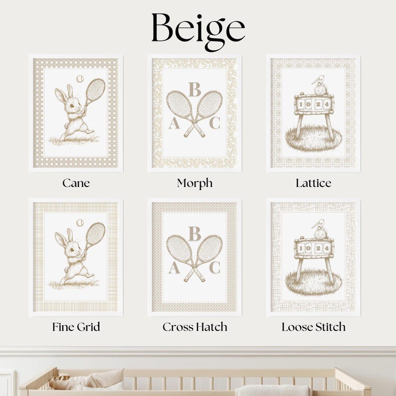 Personalized Monogram Tennis Art Nursery Boy Room Custom Set of 3 Wall ...