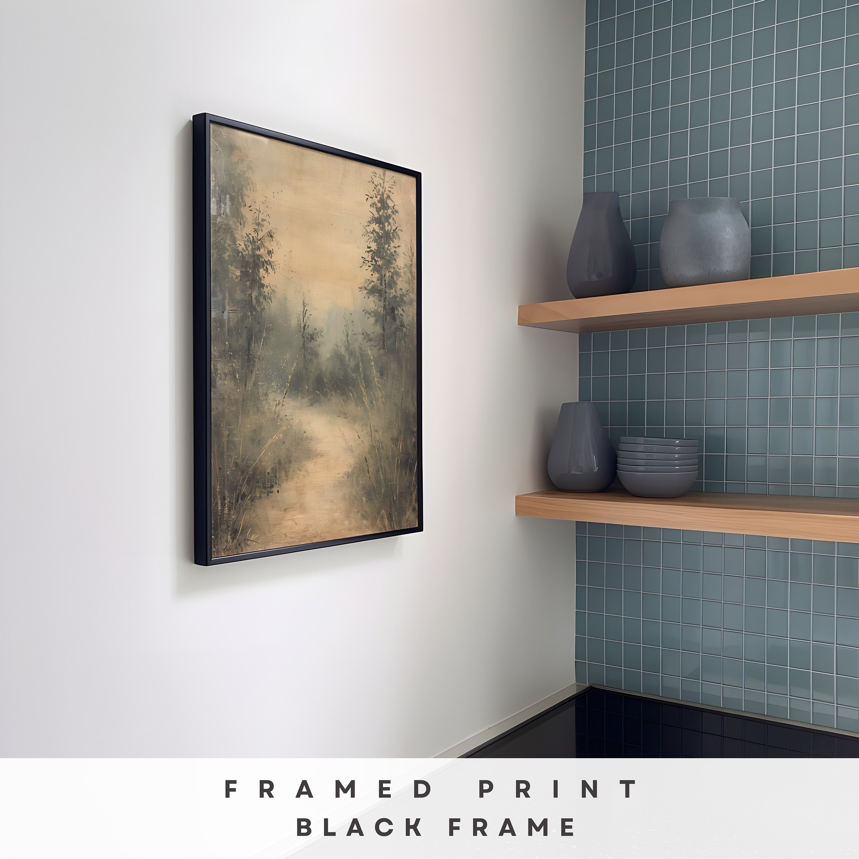 Vintage Landscape Painting Forest Path, Vintage Art Prints ,, Antique ...