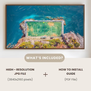 Abstract Tennis Court Oil Painting, Coastal Summer Beach House Decor ...