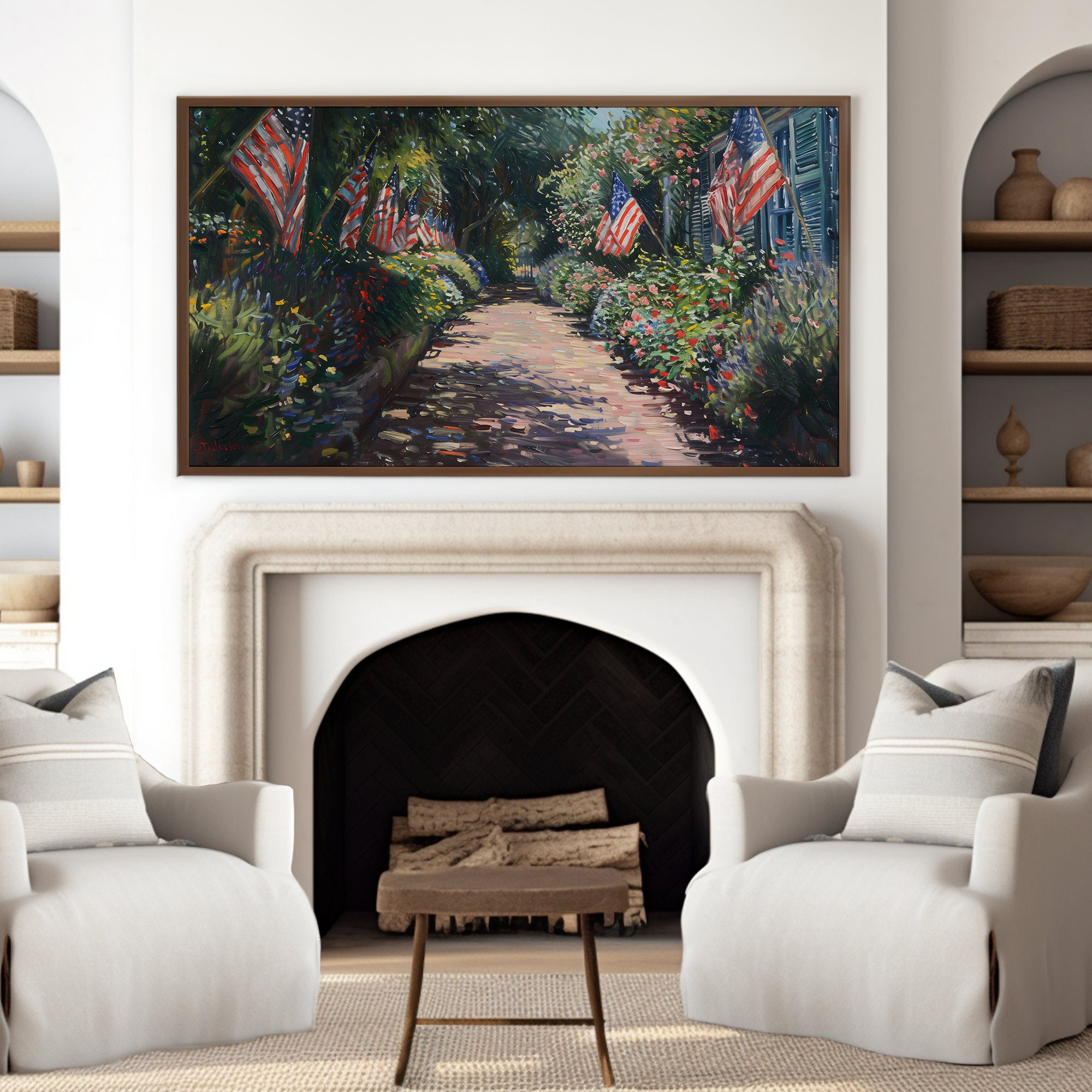 Row of USA Flags Abstract Samsung Frame TV Art Art for Frame Tv USA ...