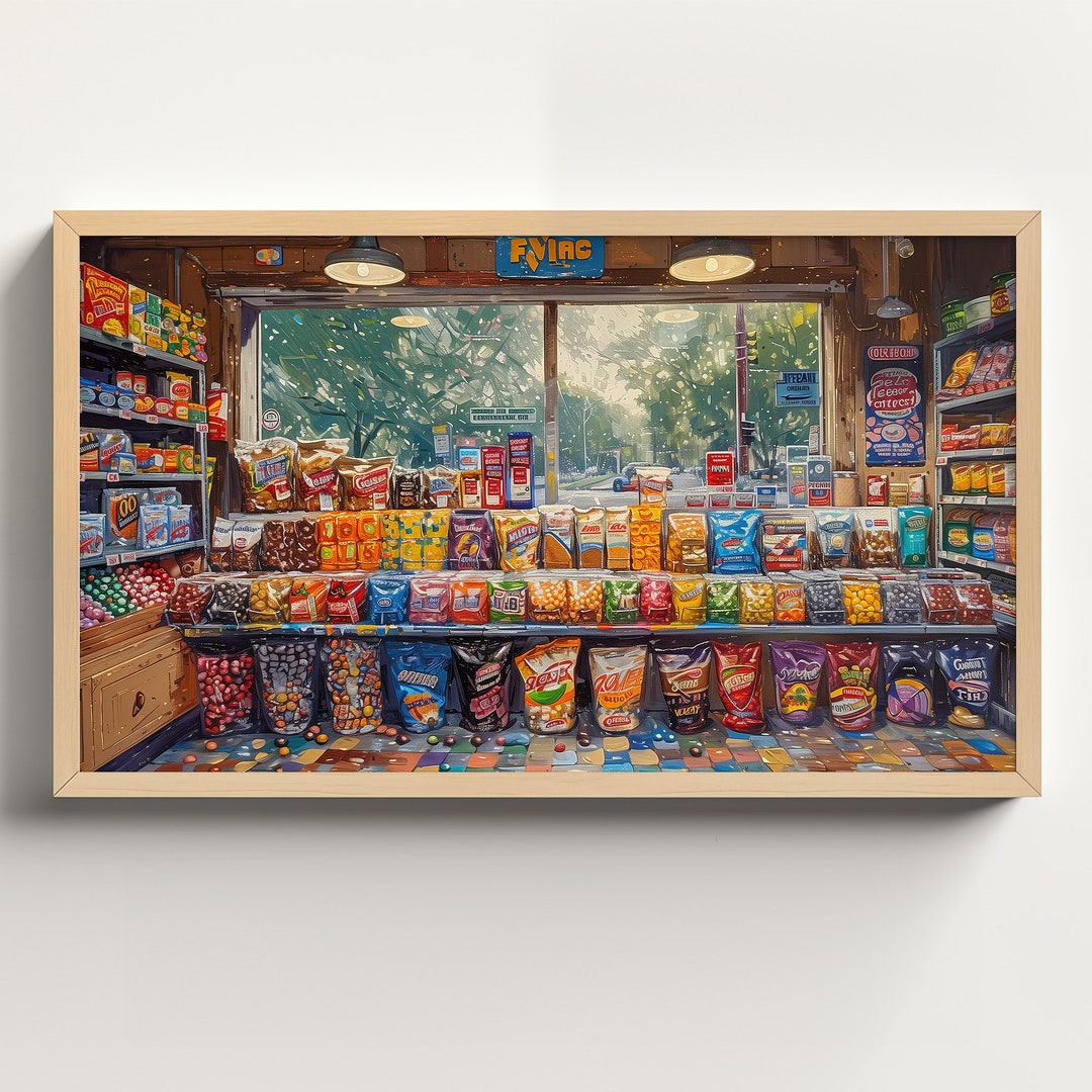 Summer Snack Shop, Coastal Grocery Store Market Abstract Oil Painting ...