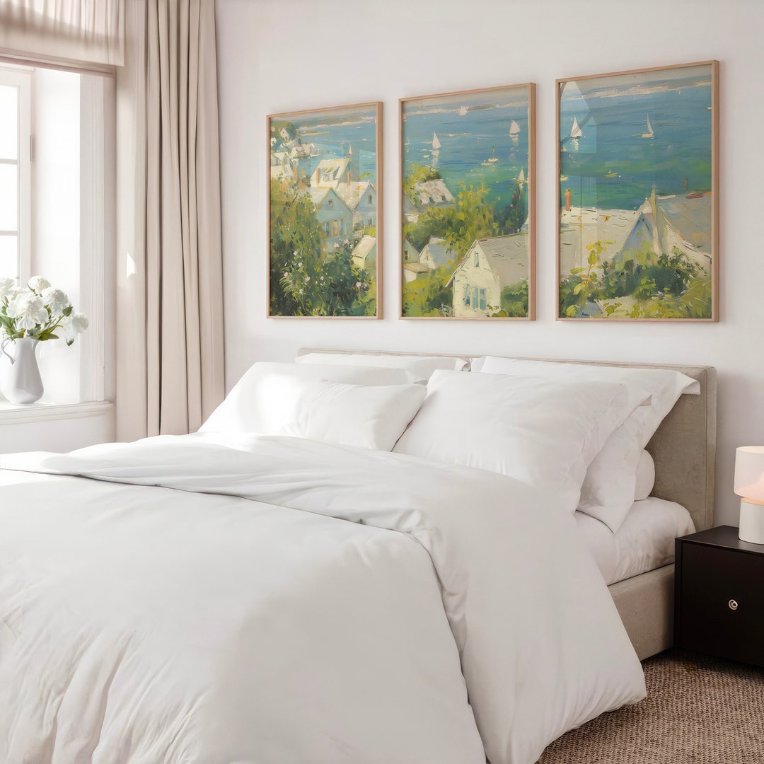 Set of 3 Prints, Coastal P Town Art Set of 3 Large Prints, Gallery Wall ...