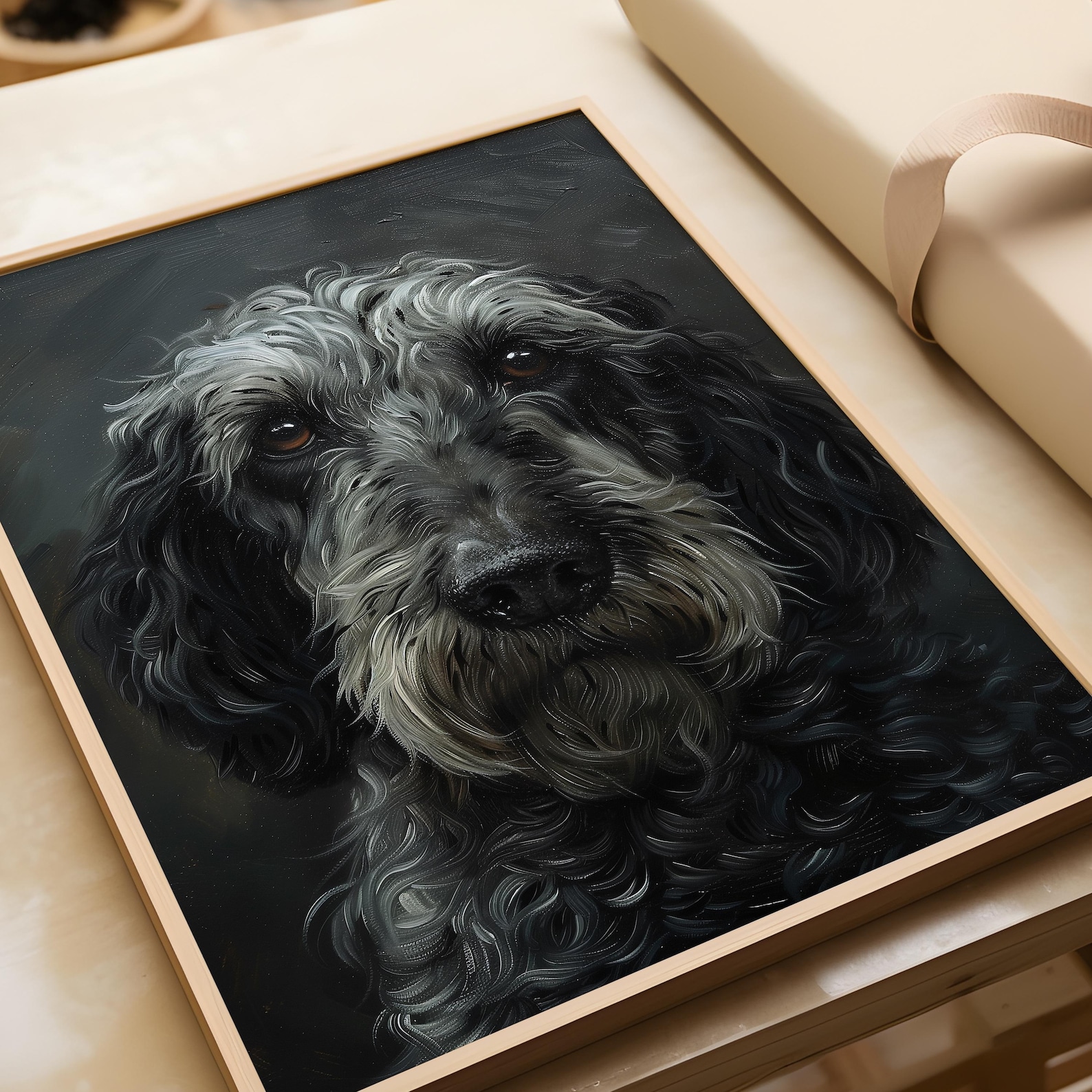 Vintage Dog Painting, Antique Pet Portrait, Mid Century Modern Original ...