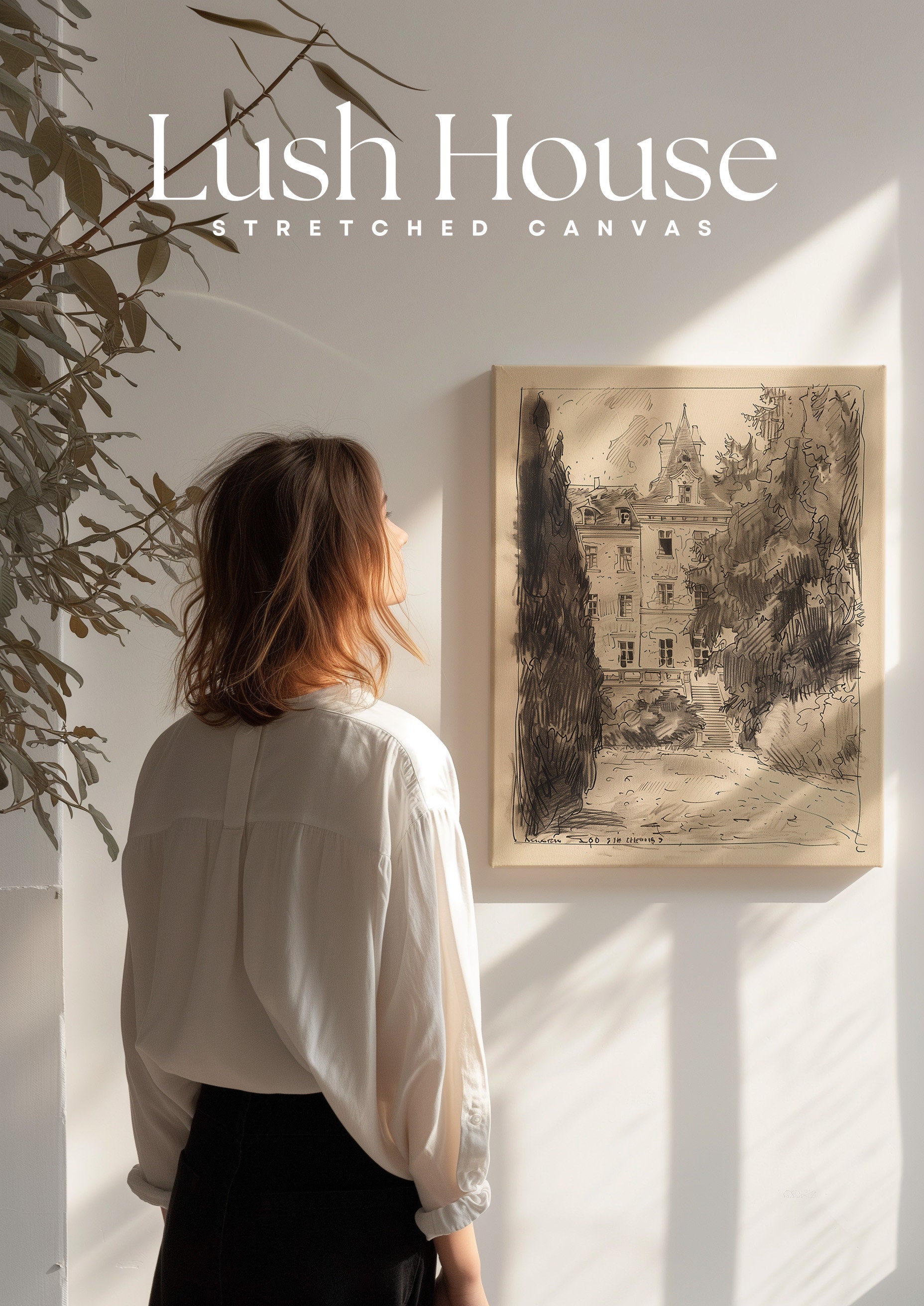 Vintage French Garden Drawing, Architecture Paris Wall Art Sketch ...