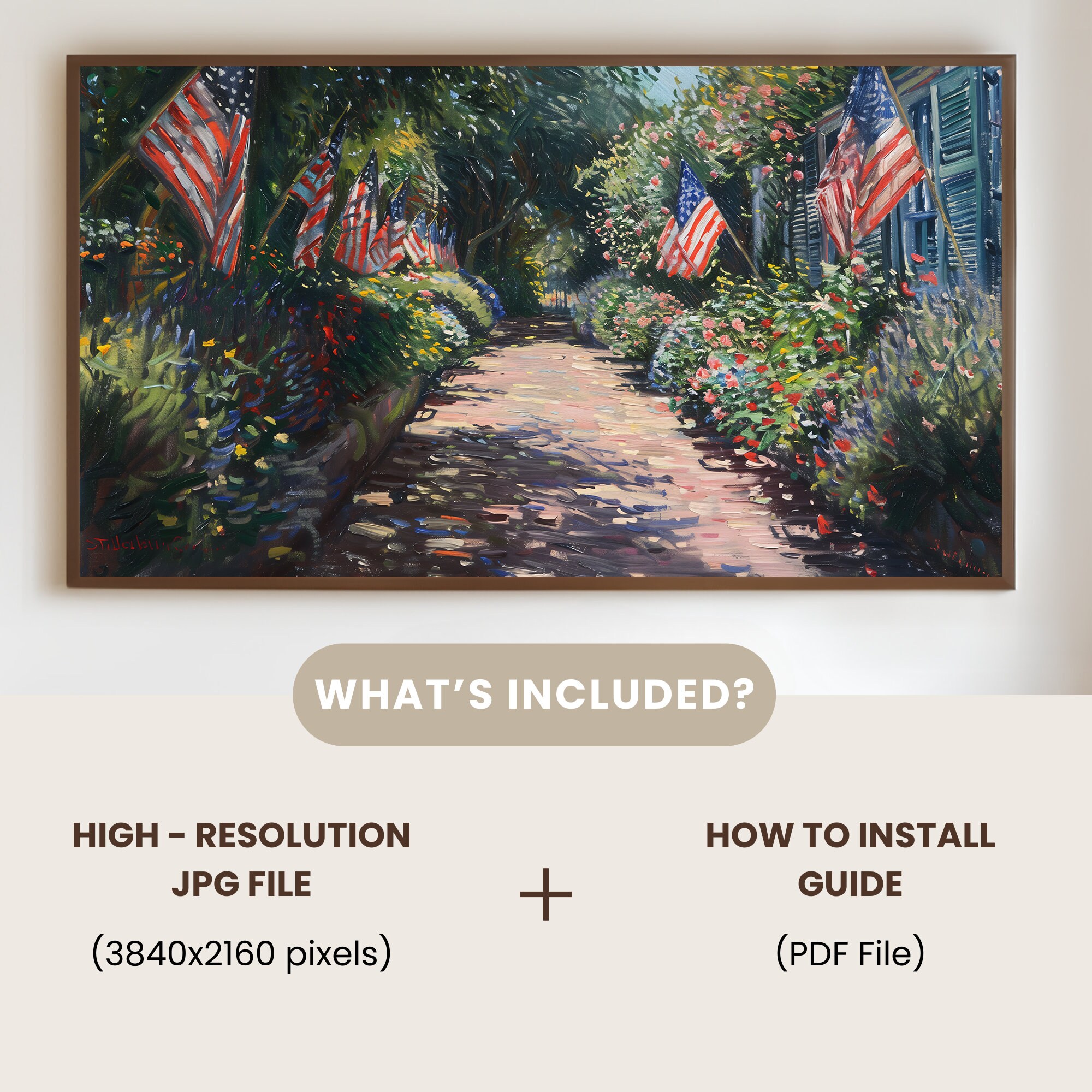 Row of USA Flags Abstract Samsung Frame TV Art Art for Frame Tv USA ...