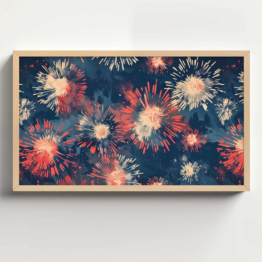 Neutral Toned Fireworks Art Abstract Samsung Frame TV Art, Art for ...