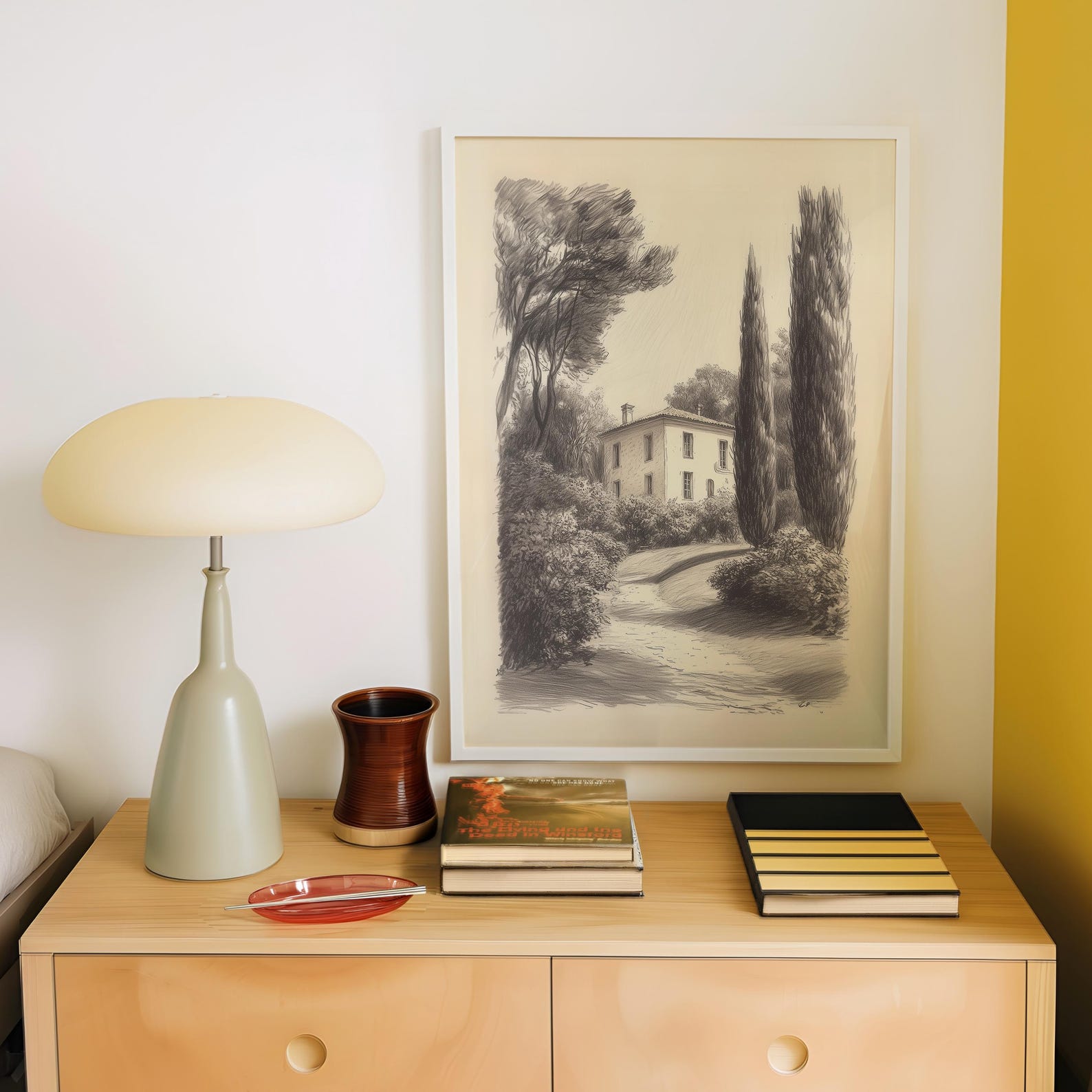 Vintage French Garden Drawing, Architecture Sketch Print, Paris Wall ...