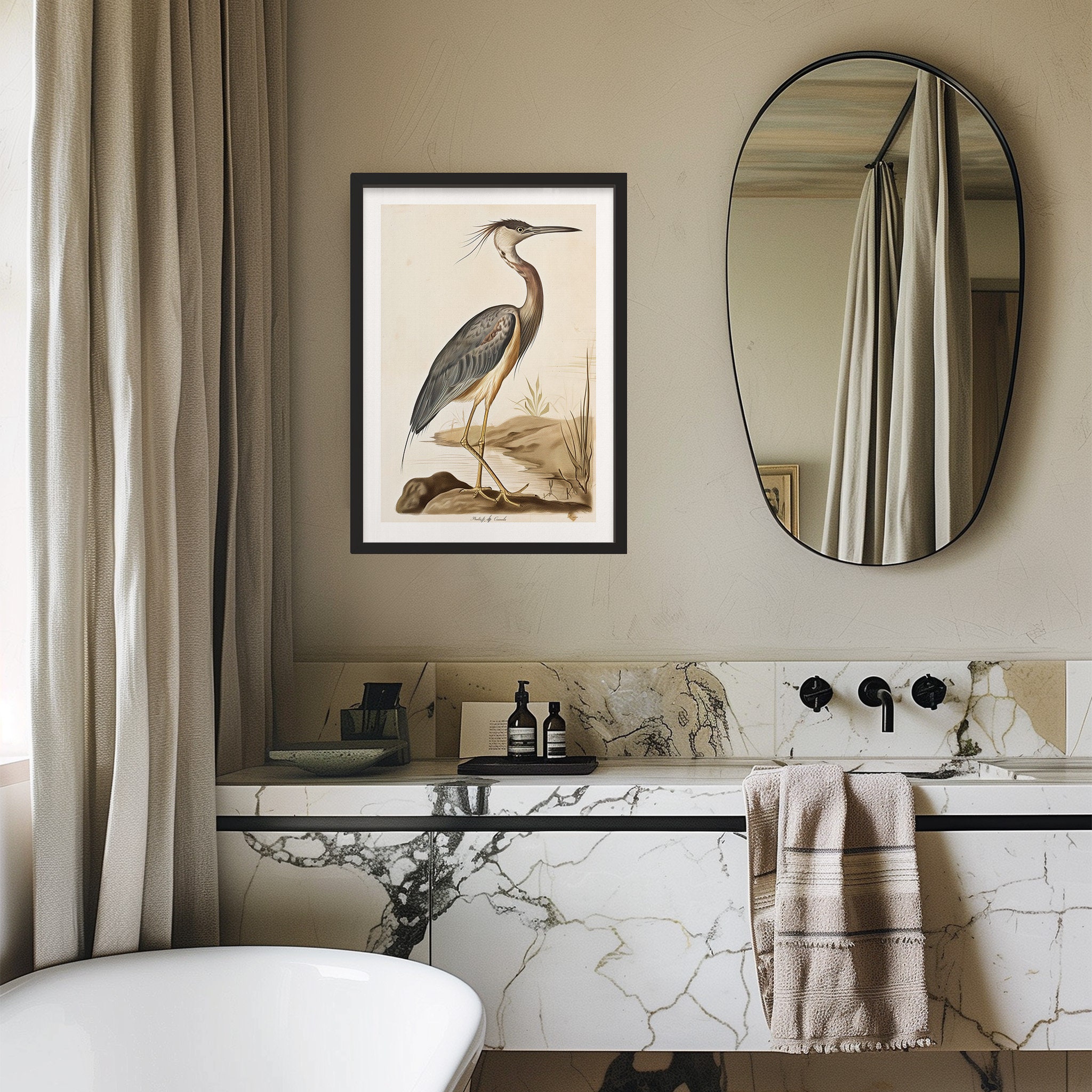Vintage Heron Bird Art Print, Watercolor Painting Blue Heron Wall Art ...