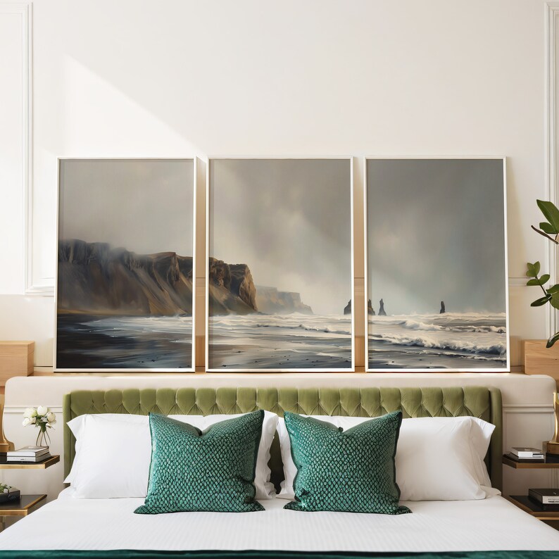 Ireland Prints Set of 3 Moody Ocean Print, Irish Landscape Painting ...