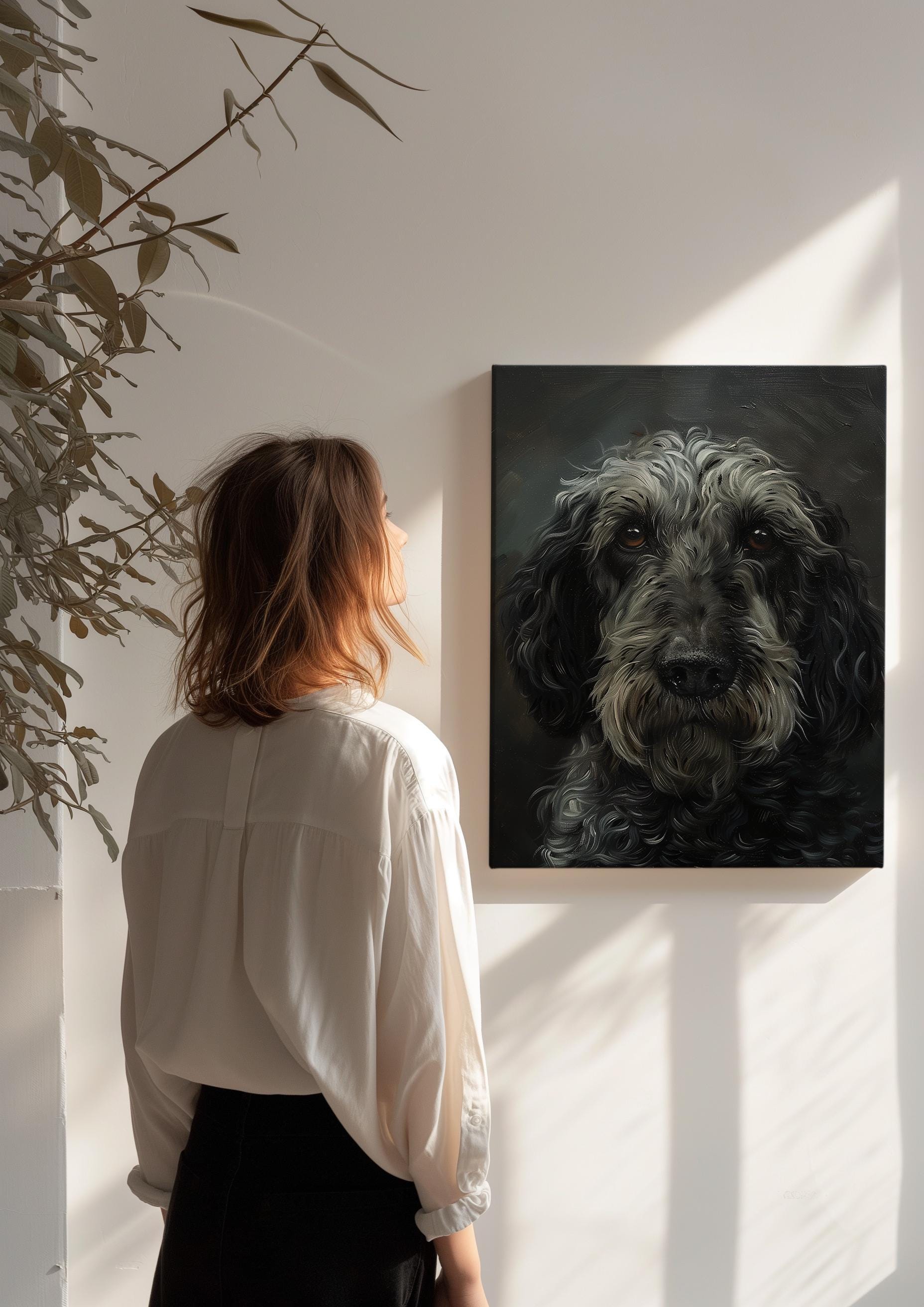 Vintage Dog Painting, Antique Pet Portrait, Mid Century Modern Original ...