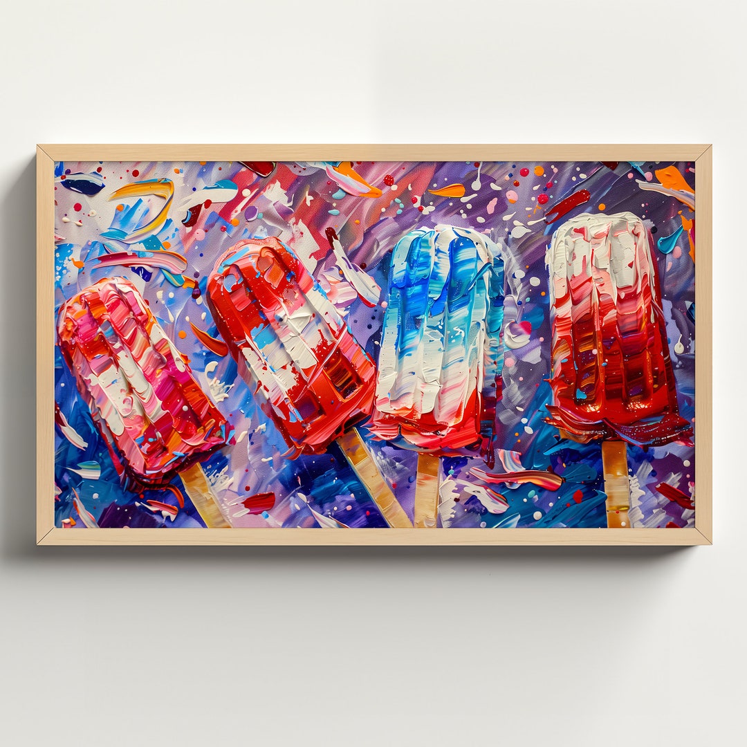 Colorful 4th of July Popsicles Art for Samsung Frame TV, American ...