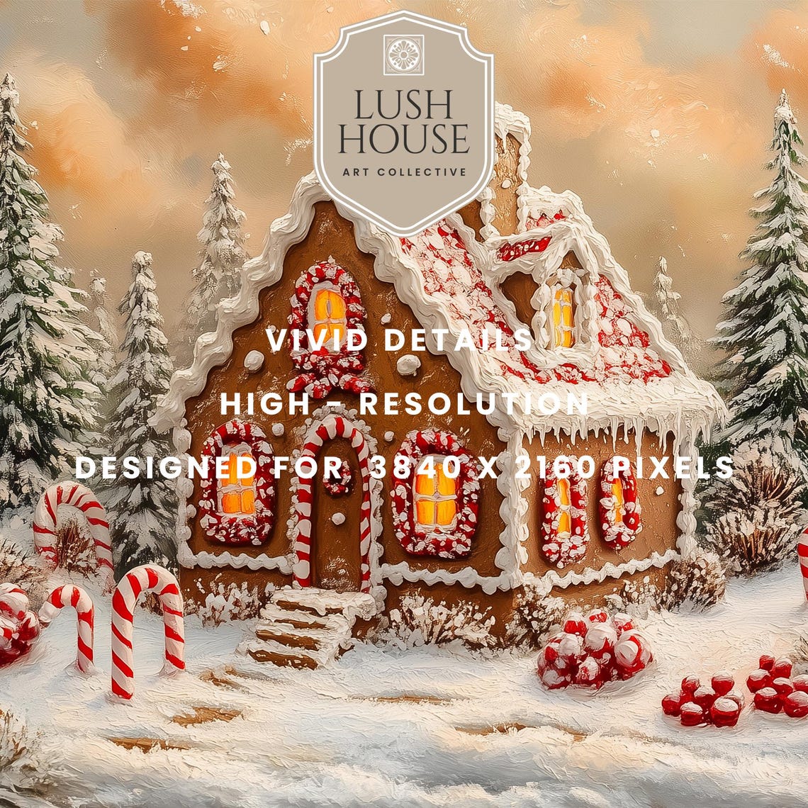 Gingerbread House Christmas Frame TV Art: Snowy Winter Village (digital ...