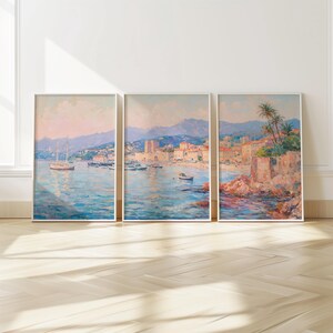 French Riviera 3 Piece Wall Art, Beach House Decor, Tropical Landscape ...
