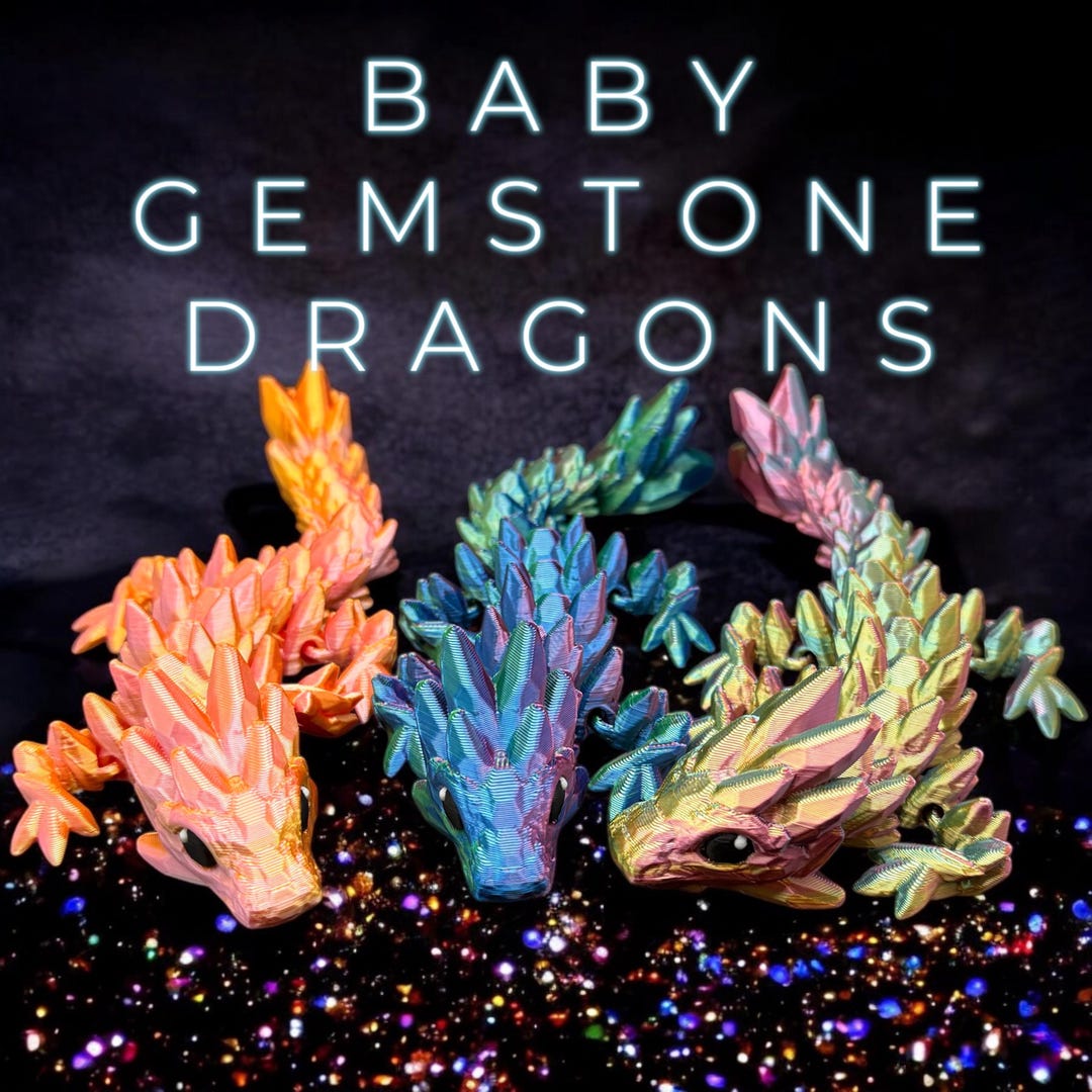 3D Printed Baby Gemstone Dragons - Cinderwing - Etsy