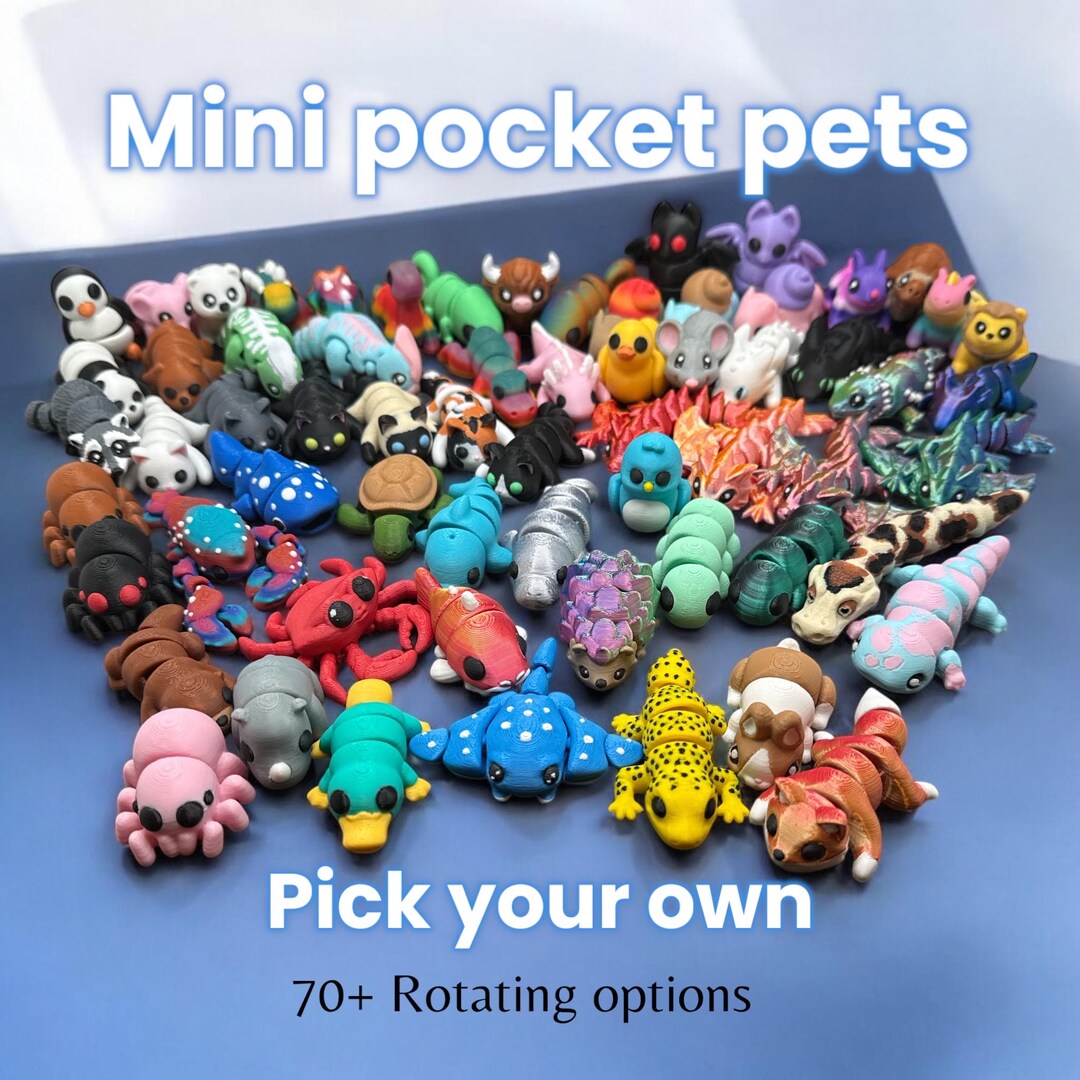 Mini Pocket Pets – 3D Printed Articulated Animals - Fun Collectible Figures - Etsy